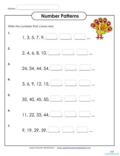 Basic Number Patterns Interactive Worksheet Topworksheets