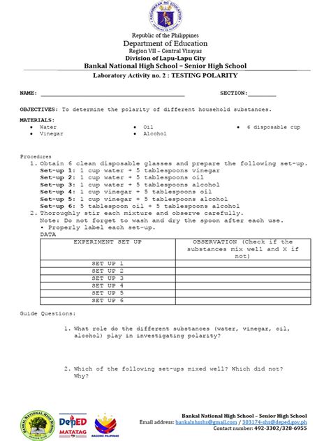 Physci Laboratory Sheets Pdf Experiment Ethanol