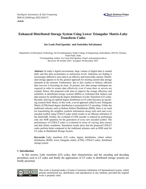 Pdf Enhanced Distributed Storage System Using Lower Triangular Matrix