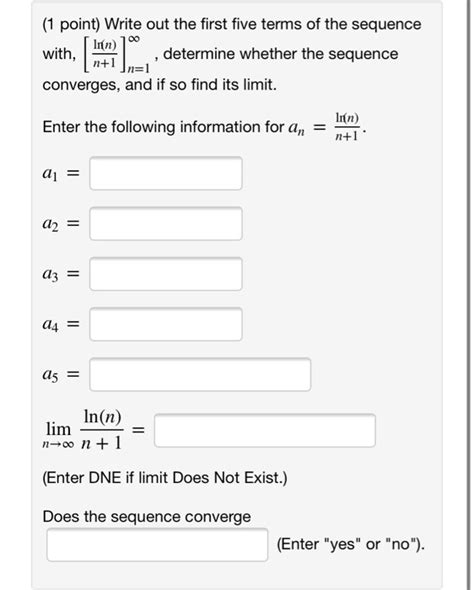 Solved 1 Point Write Out The First Five Terms Of The