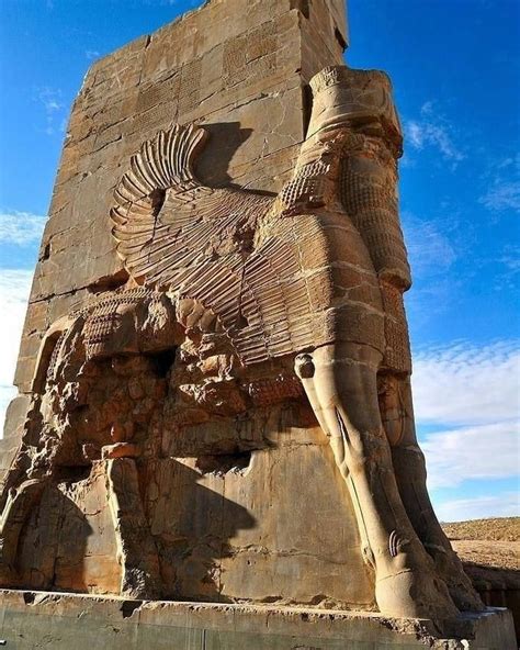 We One Of The Colossal Guardian Figures A Lamassu A Winged Bull