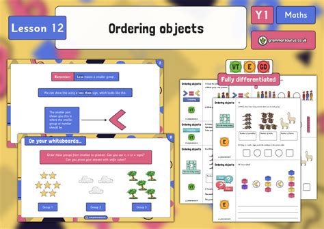 Year 1 Place Value Within 10 Ordering Objects Lesson 12 Grammarsaurus
