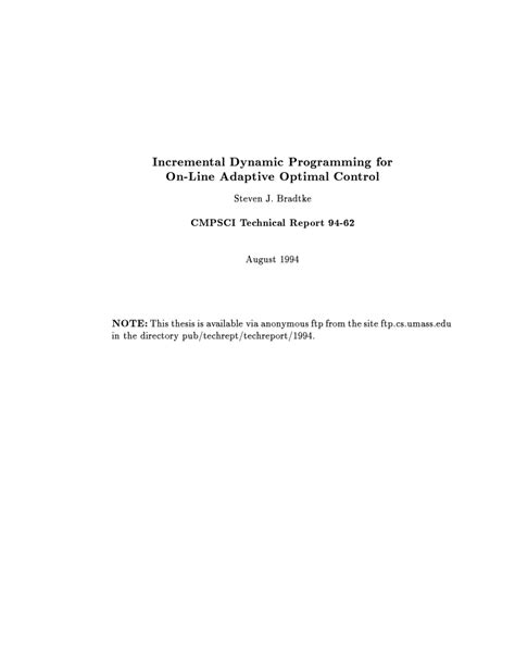 Pdf Incremental Dynamic Programming For On Line Adaptive Optimal Control