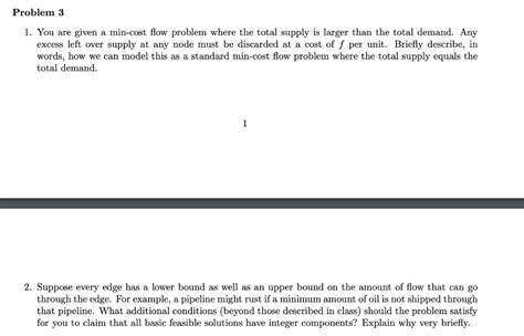 Problem 3 1 You Are Given A Min Cost Flow Problem