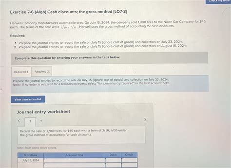 [solved] exercise 7 6 algo cash discounts the gross meth