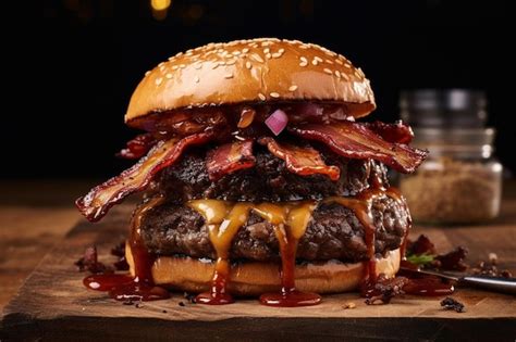 Premium Photo Classic Bbq Bacon Cheeseburger