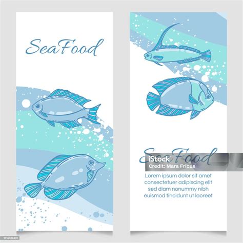 해산물 레스토랑 메뉴 템플릿 손으로 그린 생선 벡터 일러스트레이션 모형 낙서 드로잉에 대한 스톡 벡터 아트 및 기타 이미지 낙서 드로잉 낚시 녹색 Istock