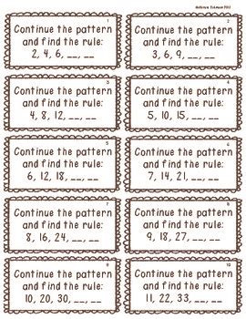 Number Pattern Task Cards By McKenzie Robinson TPT