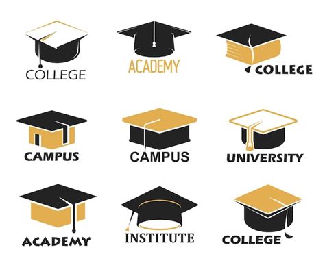 대학 또는 학교 학생 대학원 모자 모자 아이콘 프리미엄 벡터