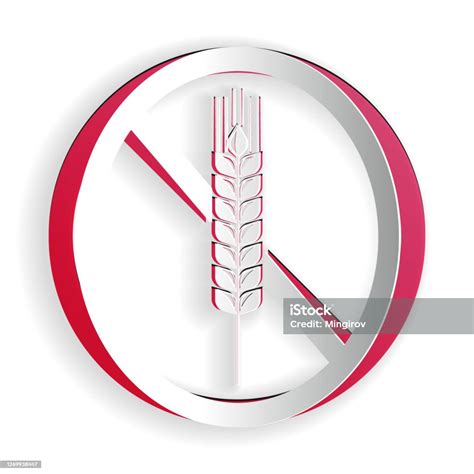 종이 잘라 흰색 배경에 고립 된 글루텐 무료 곡물 아이콘 밀 표지판이 없습니다 식품 편협 기호 종이 아트 스타일 벡터 3차원 형태에 대한 스톡 벡터 아트 및 기타 이미지
