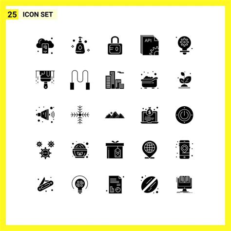 Solid Glyph Pack Of 25 Universal Symbols Of Setting Bulb School Software Coding Editable Vector