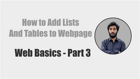 How To Add Lists And Tables In Html Webpage Youtube How To Add Lists And Tables In Html Webpage Youtube