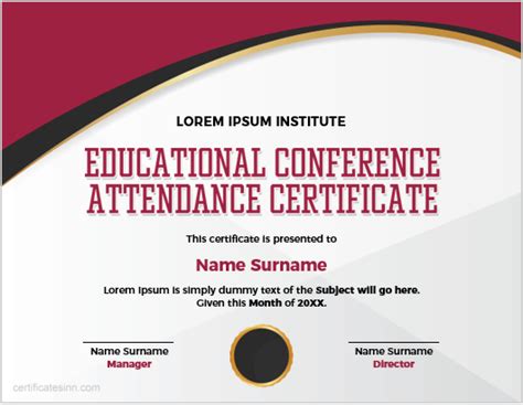 Conference Certificate Of Attendance Template