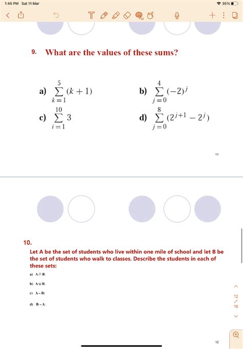 Solved 9 What Are The Values Of These Sums A K 15 K 1 Chegg Com