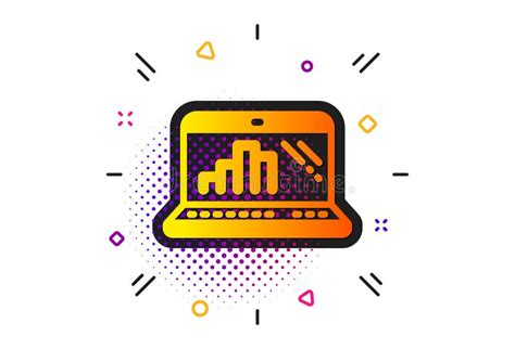 Graph Laptop Icon Column Chart Sign Vector Stock Vector