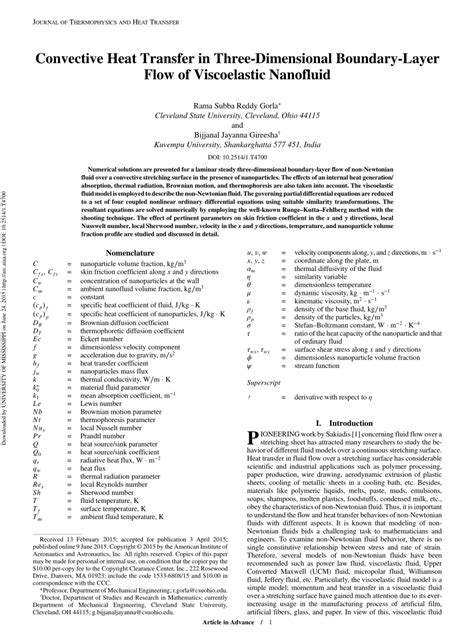 Pdf Convective Heat Transfer In Three Dimensional Boundary Layer Flow Of Viscoelastic Nanofluid