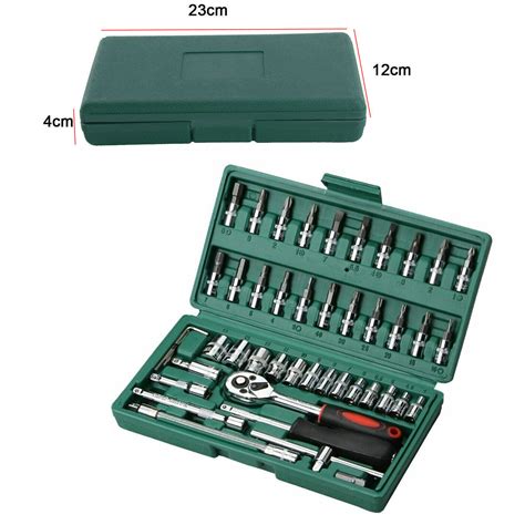 46pc 1 4 Drive Socket Set Ratchet Wrench Srewdriver Repair Tool With Bit Socket On Onbuy