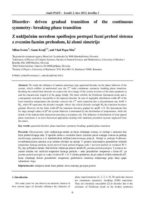 Pdf Disorder Driven Gradual Transition Of The Continuous Symmetry Breaking Phase Transition