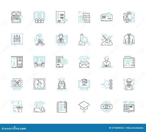 Advanced Learning Linear Icons Set Mastery Expertise Adeptness Proficiency Sophistication