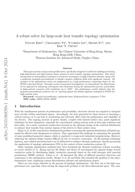 Pdf A Robust Solver For Large Scale Heat Transfer Topology Optimization