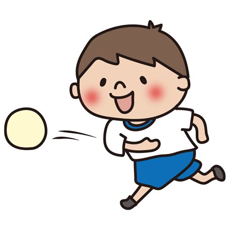ドッジボールでボールを投げる子供（女の子）の無料 フリー イラスト かわいい手描きの無料素材「てがきっず」保育園・小学校・介護施設にぴったりのフリー素材イラスト