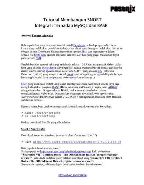 Tutorial Membangun Snort Integrasi Terhadap Mysql Dan Base Pdf