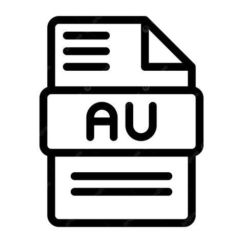 Au File Type Icons Audio Extension Icon Outline Design Vector Illustrations Au Files Icons