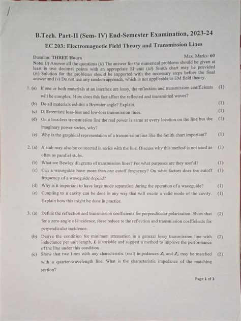 Electromagnetics Prev Question Paper Pdf