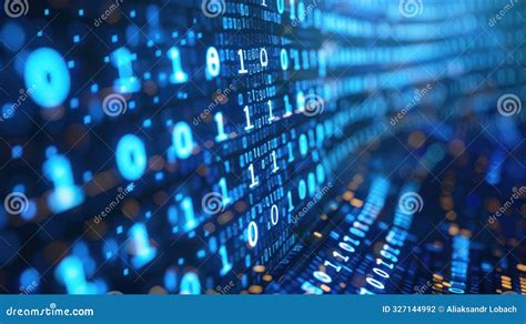 Background With Streaming Binary Code Digital Binary Data And A Matrix