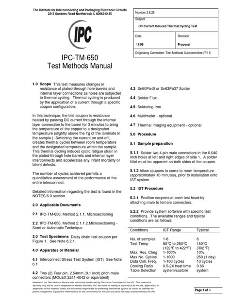 Ipc Tm 650 Electrical Resistance And Conductance Fatigue Material