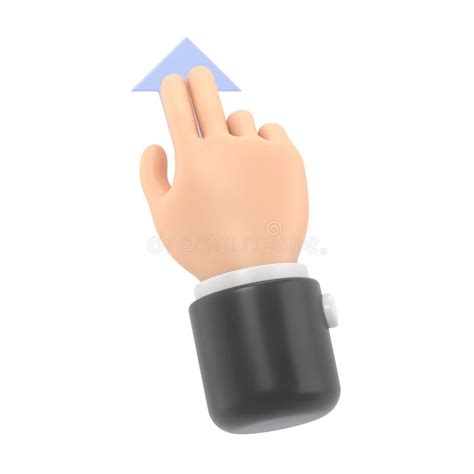 Touchscreen Gesture Line Icons3d Illustration Two Hands Swipe Up Cartoon Character Hand Stock