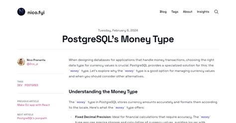 Postgresqls Money Type Nicos Blog