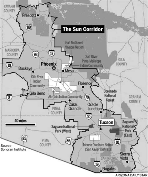 Arizona Sun Corridor And Active Management Areas Source Arizona Daily