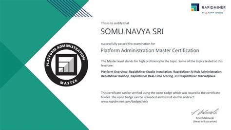 Somu Navya Sri On Linkedin Rapidminer Datascience Certification