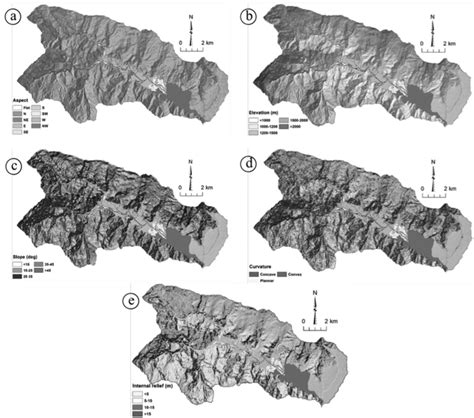 Topographic Causative Factors A Aspect B Elevation C Slope D