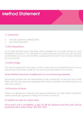 50 SAMPLE Method Statements In PDF MS Word 50 SAMPLE Method Statements In PDF MS Word