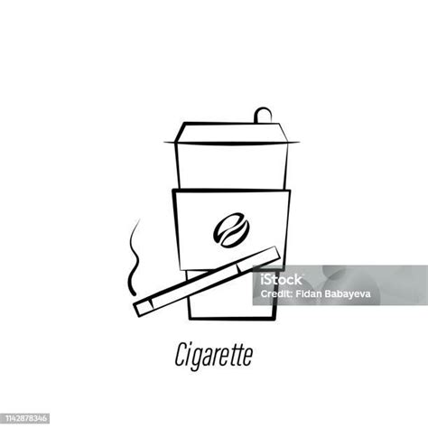 커피와 담배 손 그리기 아이콘입니다 커피 그림 아이콘의 요소입니다 기호와 기호는 웹 로고 모바일 앱 Ui Ux에 사용할 수 있습니다 개념에 대한 스톡 벡터 아트 및 기타