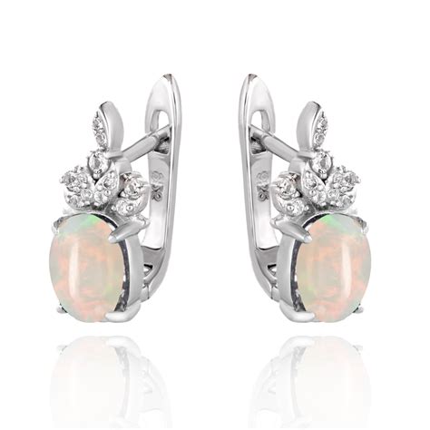 Пленителни Сребърни Обеци Естествен Опал