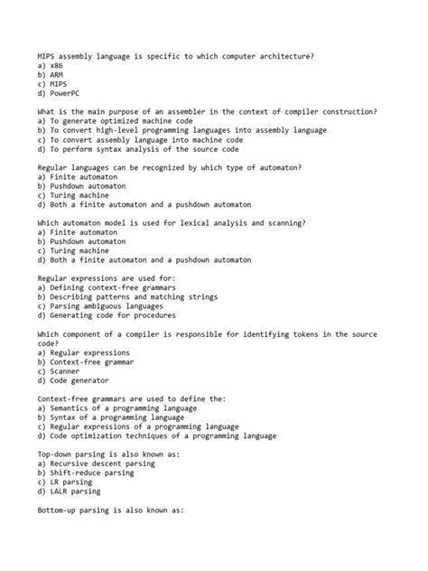 Foundations Of Sequential Programming Mcq Pdf Parsing Compiler
