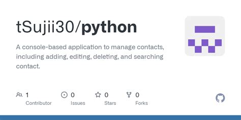 Github Tsujii30python A Console Based Application To Manage Contacts Including Adding