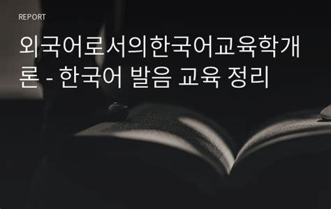 외국어로서의한국어교육학개론 한국어 발음 교육 정리 레포트