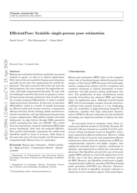 pdf efficientpose scalable single person pose estimation