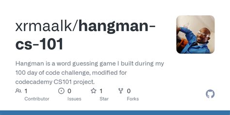 Github Xrmaalkhangman Cs 101 Hangman Is A Word Guessing Game I