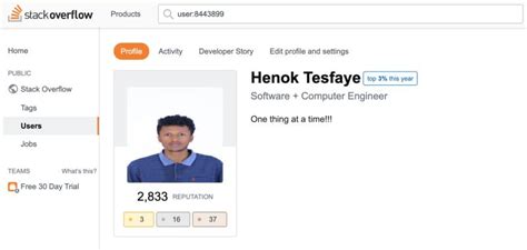 henok tesfaye on linkedin dvrjuem stackoverflow top 3