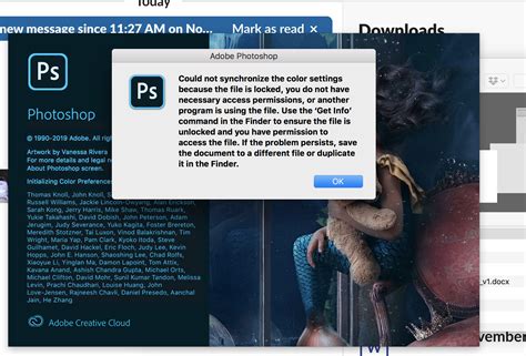 photoshop error message access permissions colo adobe community