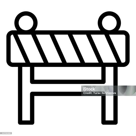 장벽 울타리 라인 아이콘입니다 공사 중 도로 주의 바리케이드 기호 흰색 배경에 윤곽선 스타일 픽토그램 경고 표지판 모바일 개념