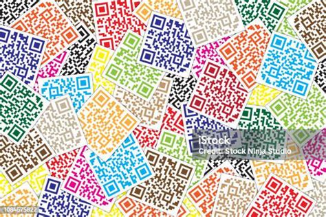 멀티 컬러 Qr 코드 배경입니다 빠른 응답 코드 슈퍼마켓 전자 상거래 쇼핑 등 Qr코드에 대한 스톡 벡터 아트 및 기타 이미지 Qr코드 가격 구매 Istock