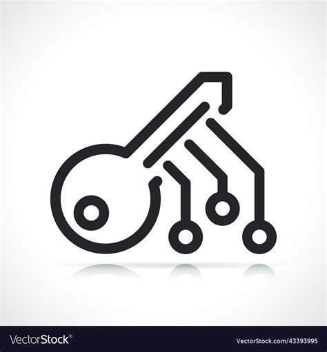 Digital Encryption Key Line Icon Royalty Free Vector Image