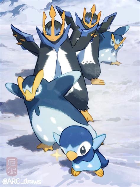 Arc Draws Empoleon Piplup Prinplup Creatures Company Game Freak Nintendo Pokemon