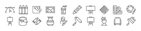 Pack Of Line Icons Of Artist Editable Stroke Simple Outline Sign For Web Sites Newspapers